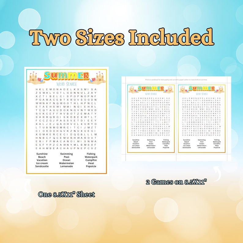Summer Word Search, Summer Party Games, Summer Activities for Kids and ...
