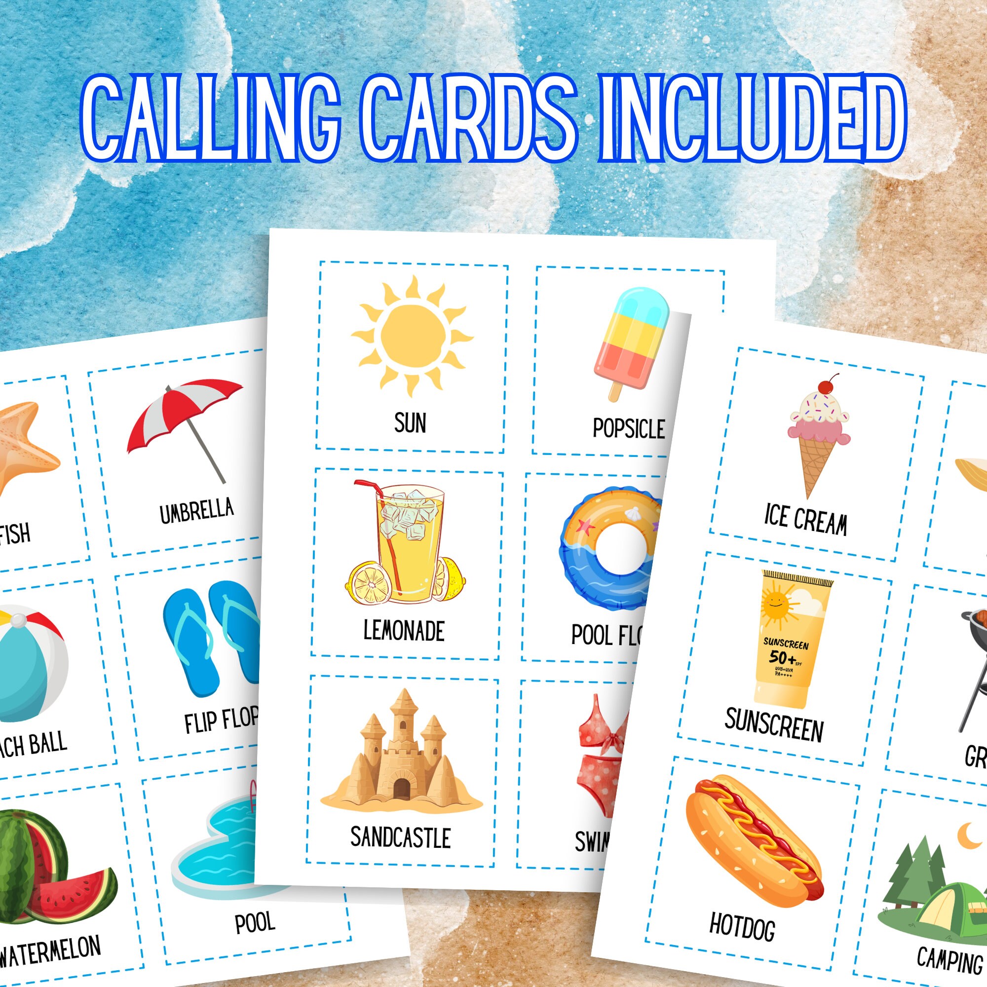 Summer Bingo Game, Summer Bingo Game for Adults and Kids, 30 Summer ...