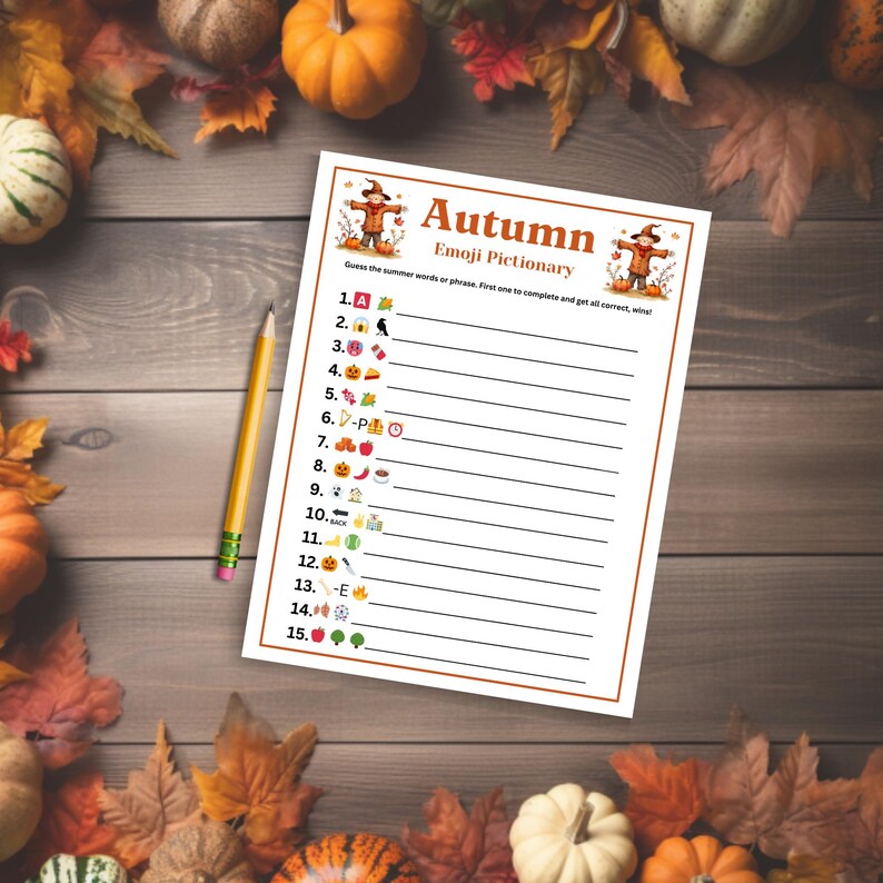Autumn Emoji Pictionary Game, Fall Emoji Game, Printable Autumn Game ...
