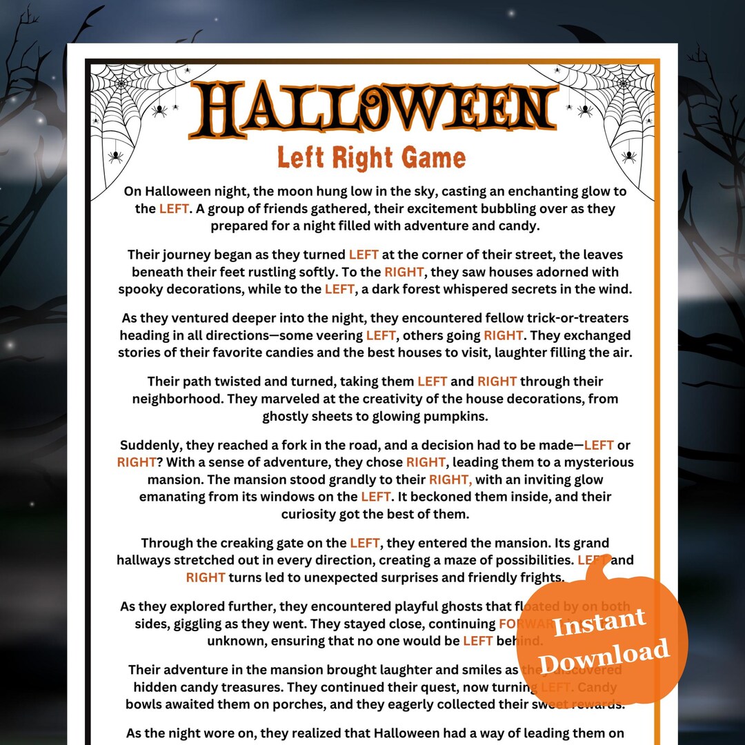 Halloween Left Right Game, Left Right Game, Halloween Games for Adults ...