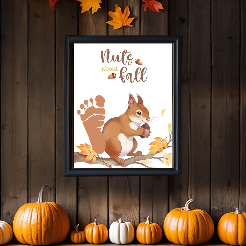 Fall Footprint Craft, Squirrel Footprint Craft Printable, Kids Fall ...