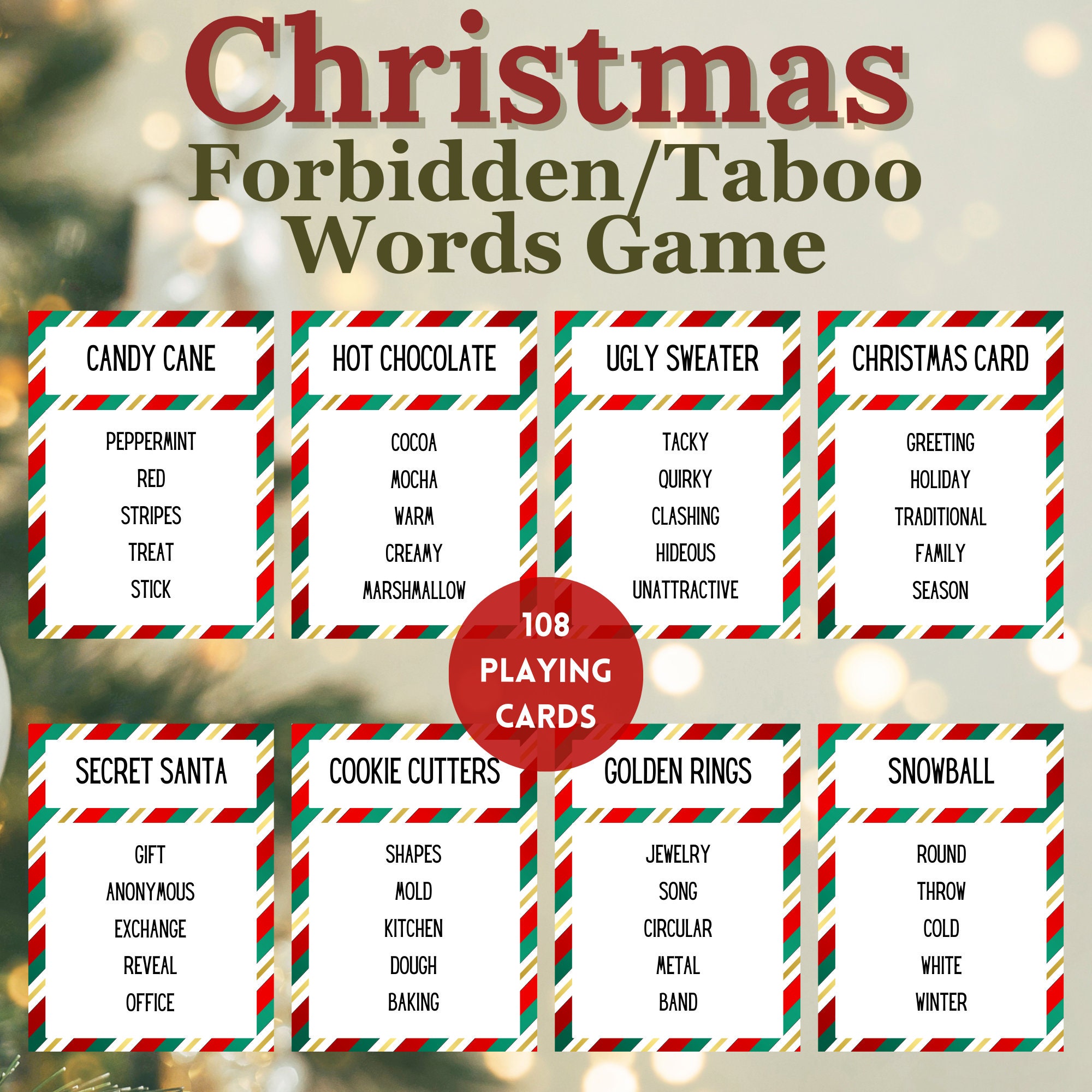 Christmas Taboo Game, Forbidden Words Game, Printable Christmas Game ...