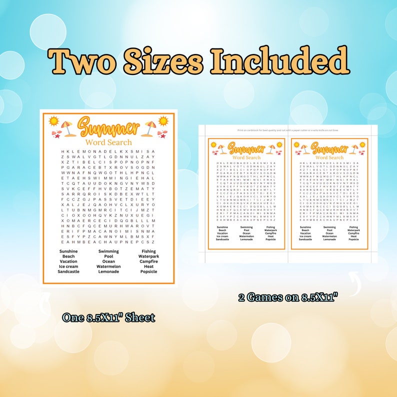 Summer Word Search, Summer Party Games, Summer Activities for Kids and ...