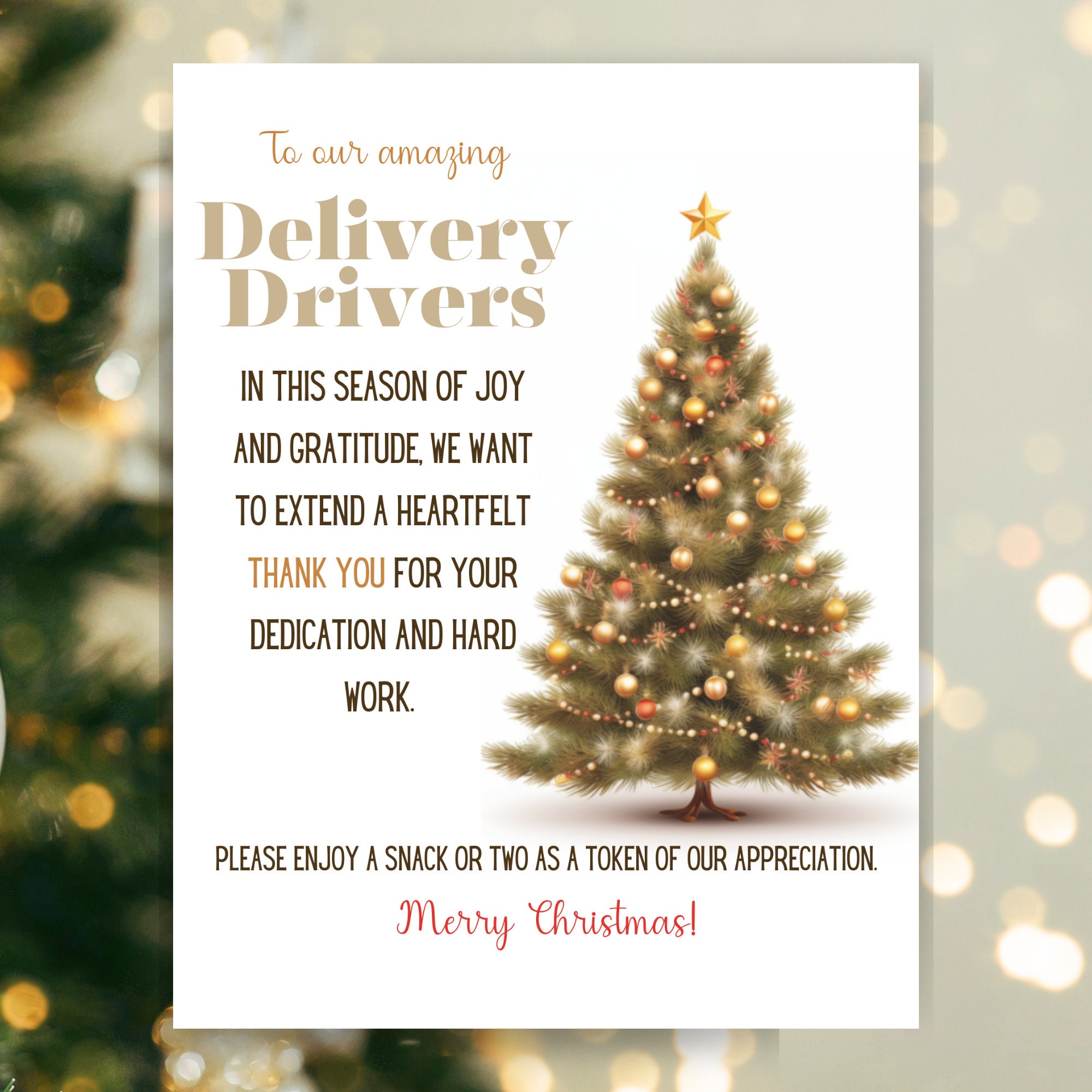 Delivery Driver Thank You Sign, Delivery Driver Snack Sign, Delivery ...