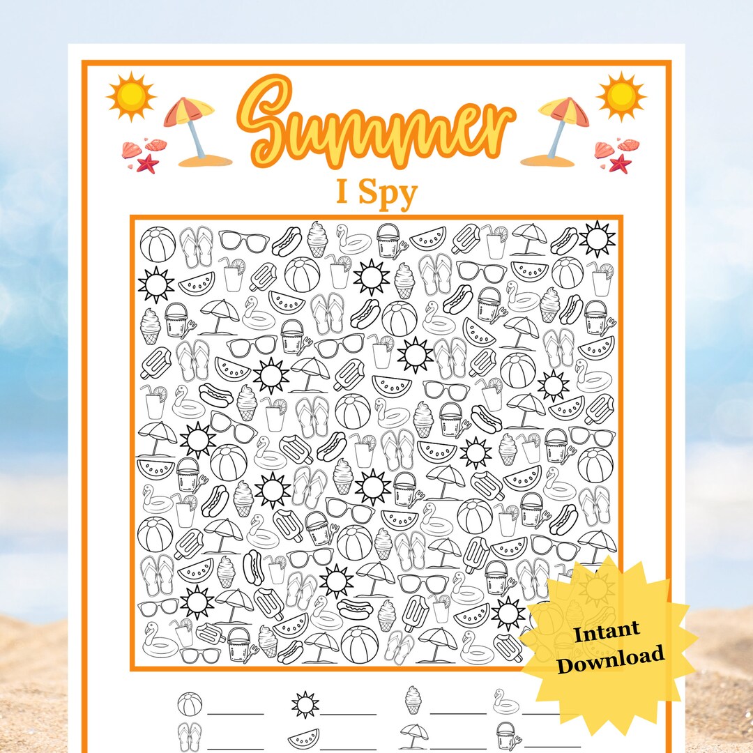 Summer I Spy Game, Summer Activity for Kids, Printable Summer Game ...