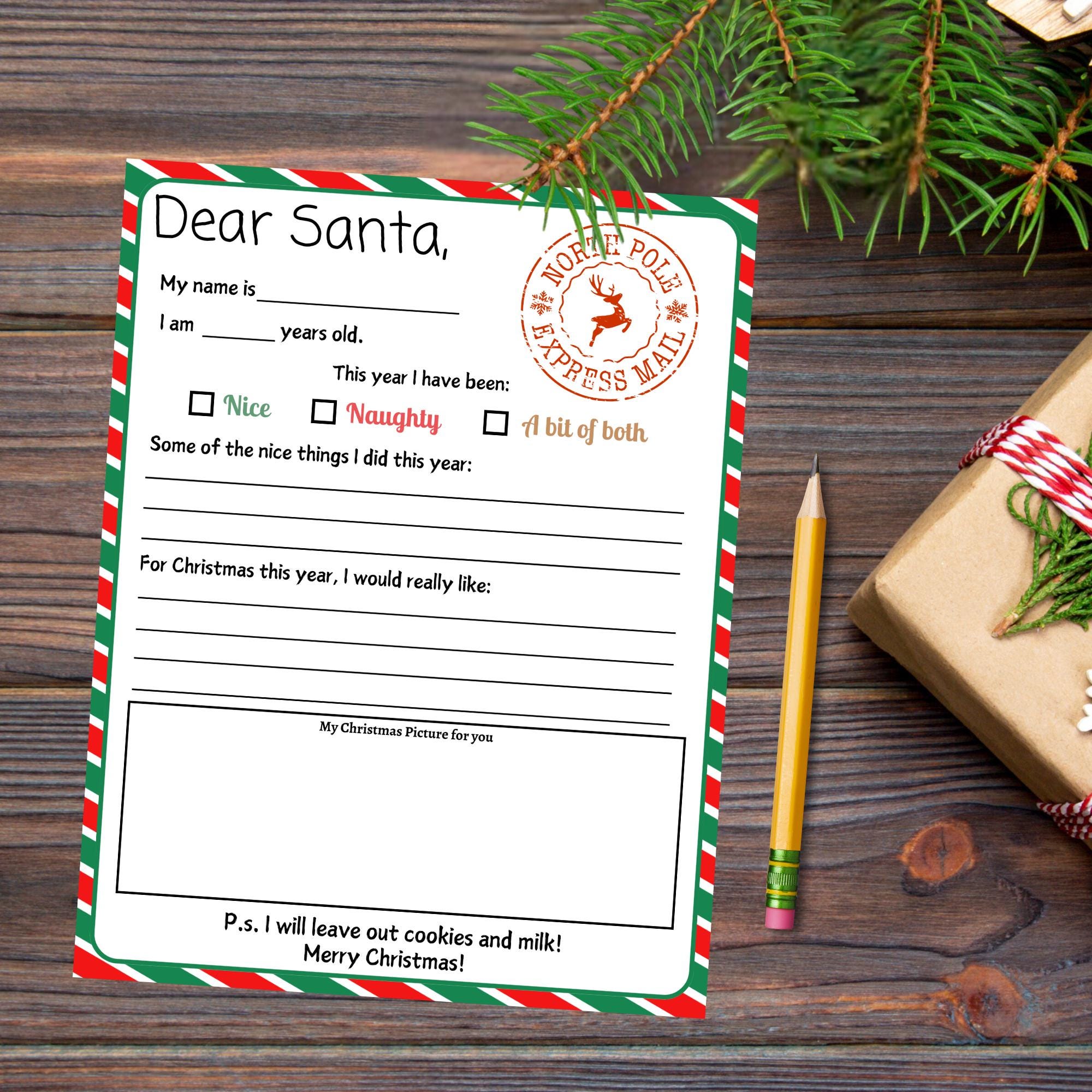 Letter to Santa Claus, Christmas Wish List Printable, Write a Letter to ...