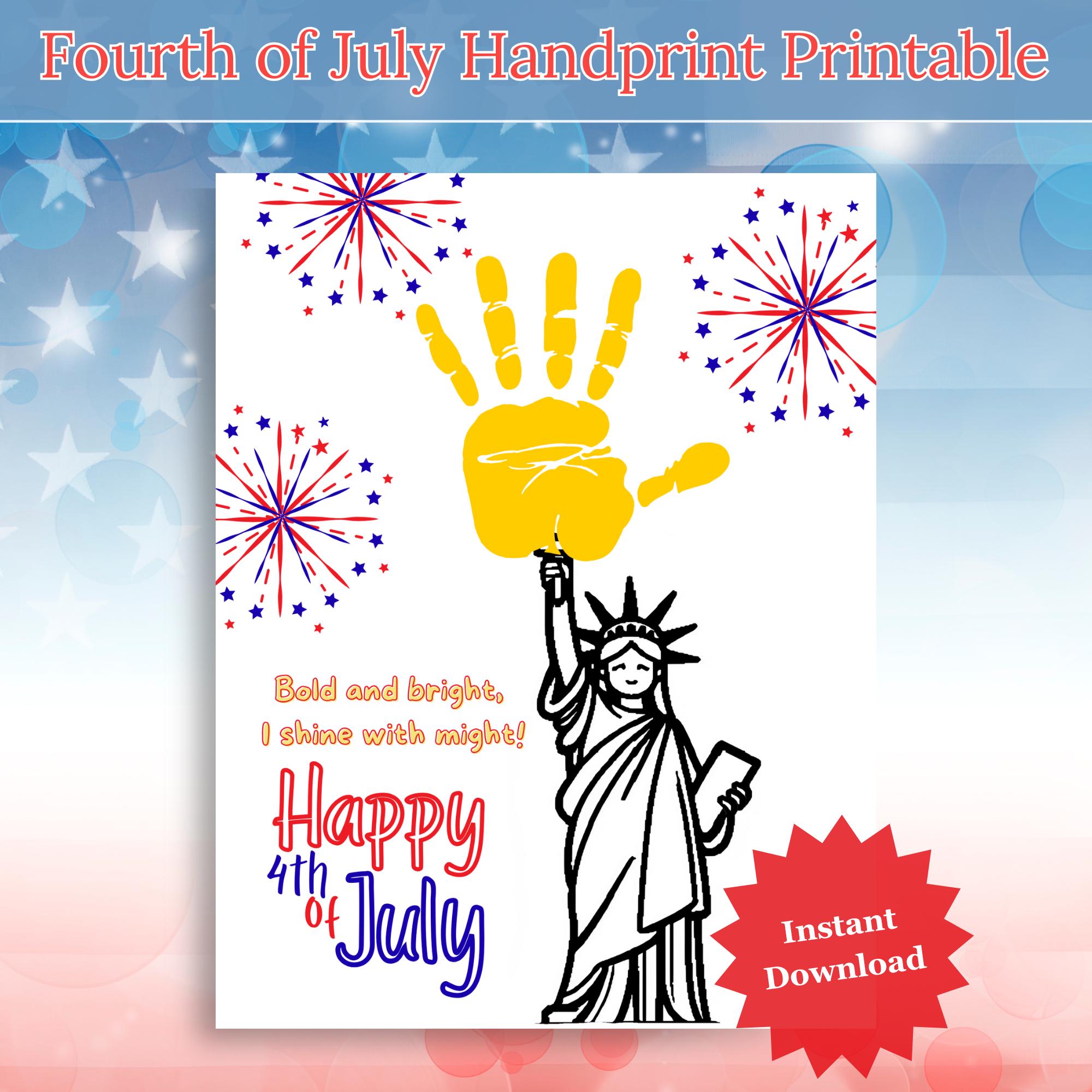 4th of July Handprint Craft, Statue of Liberty Handprint Printable ...