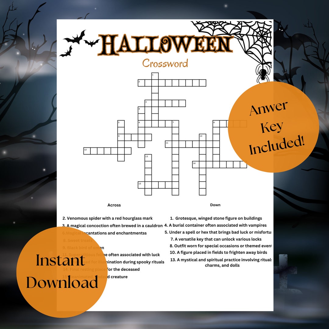 Halloween Crossword Puzzle, Halloween Puzzle, Crossword Puzzle ...