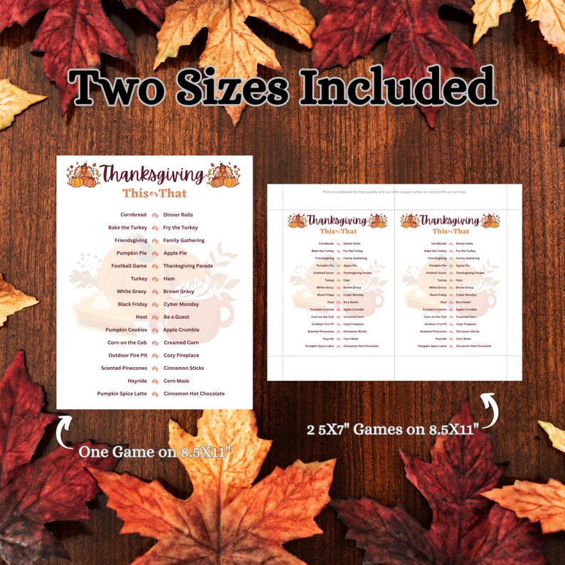 Thanksgiving This or That Game, Thanksgiving Dinner Party Game ...