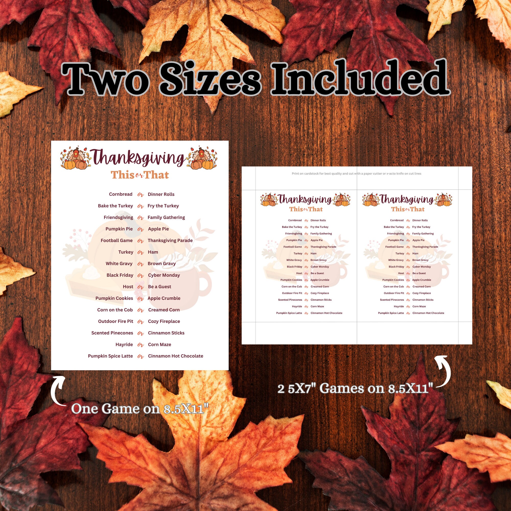 Thanksgiving This or That Game, Thanksgiving Dinner Party Game ...