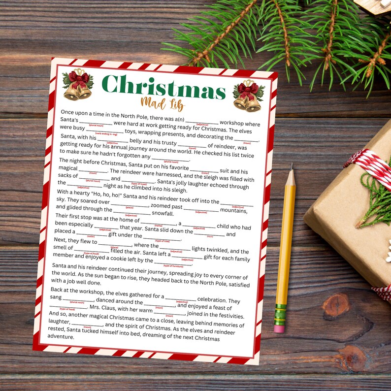 Christmas Mad Libs, Christmas Party Game, Christmas Story Mad Libs for ...