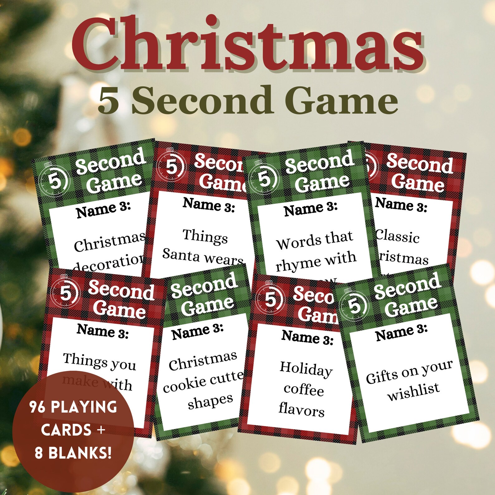 Christmas 5 Second Game, Christmas Party Game, Printable Christmas Game ...