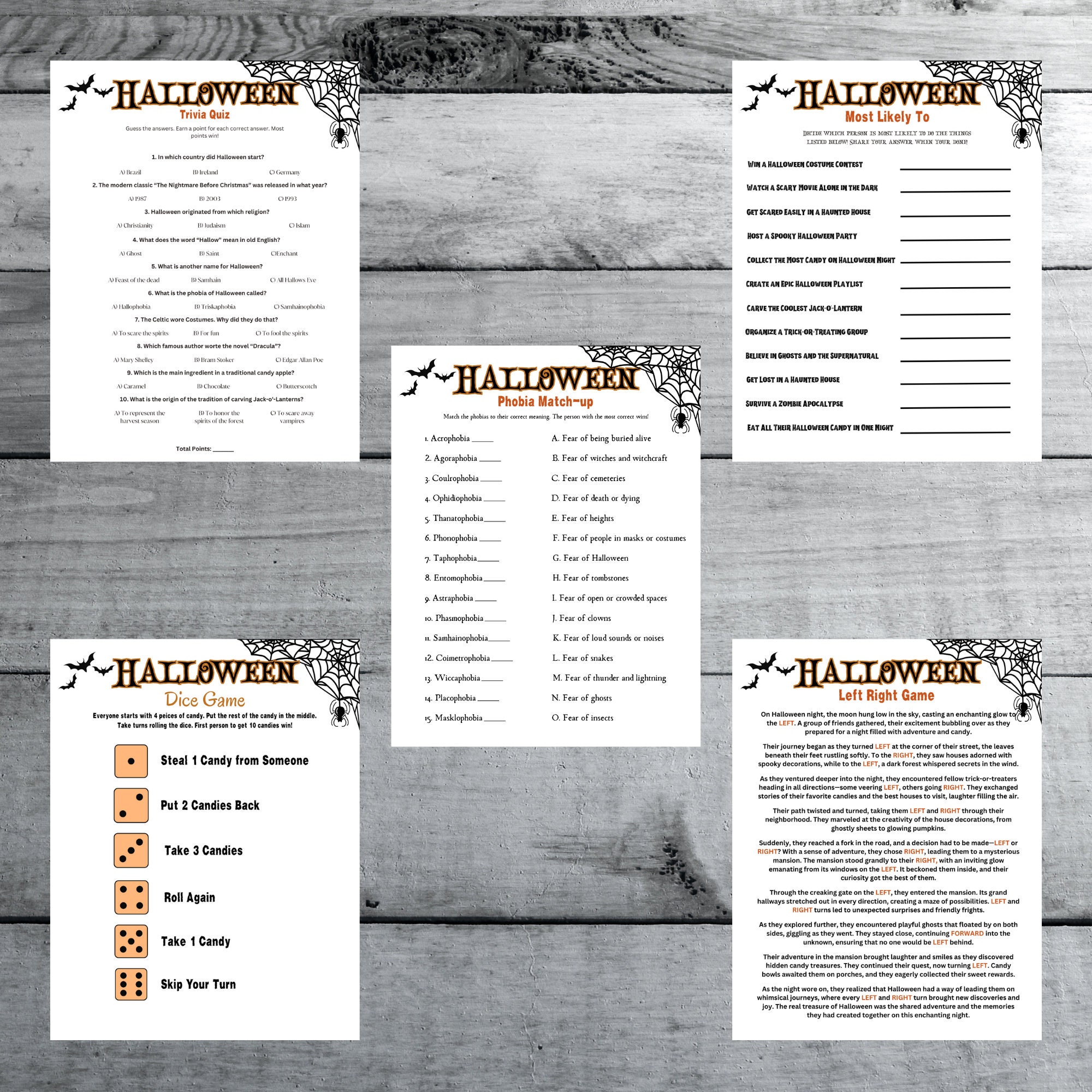 Halloween Game Bundle Halloween Party Games Office Party - Etsy