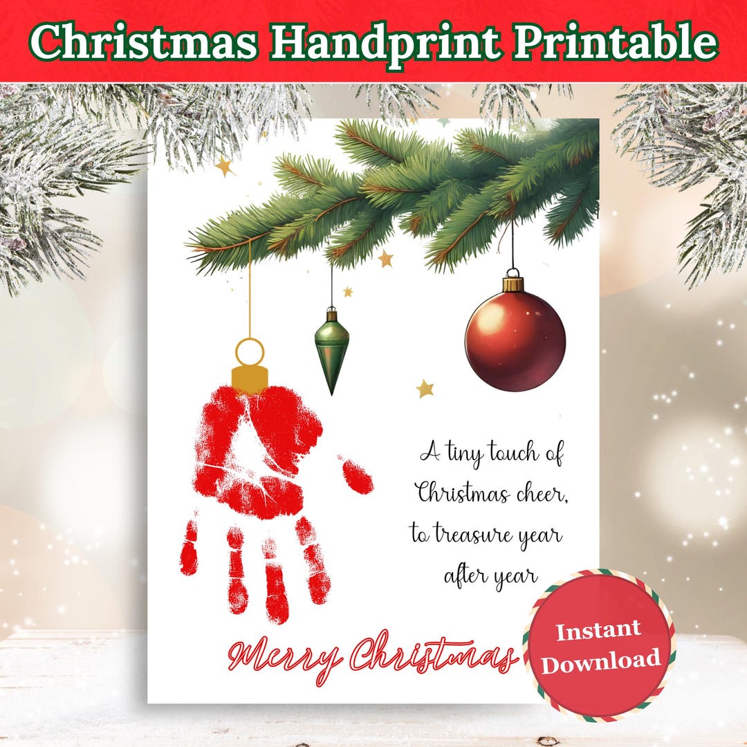 Christmas Ornament Handprint Art, Christmas Handprint Craft, Handprint ...