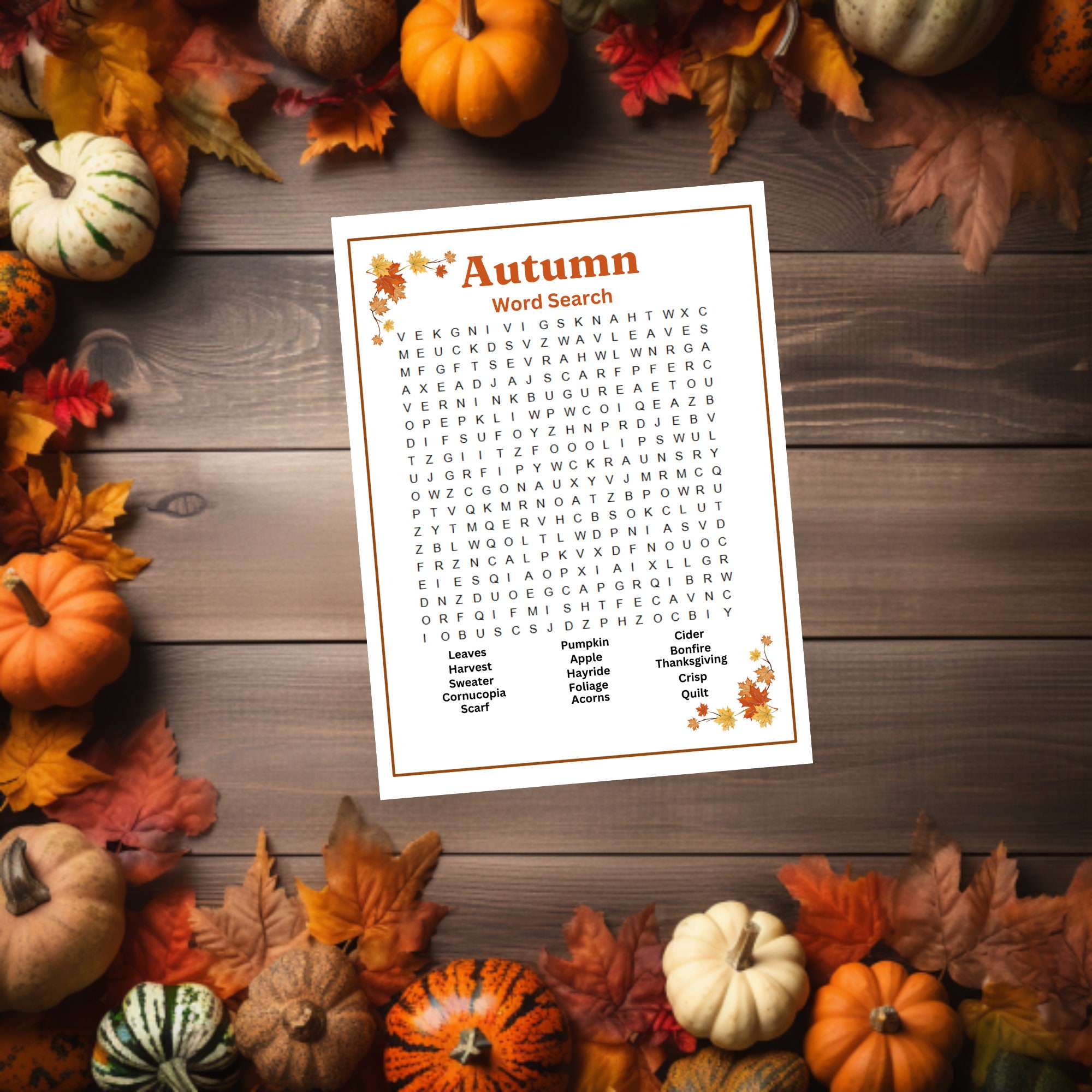 Autumn Word Search, Printable Autumn Party Game, Seasonal Word Hunt ...