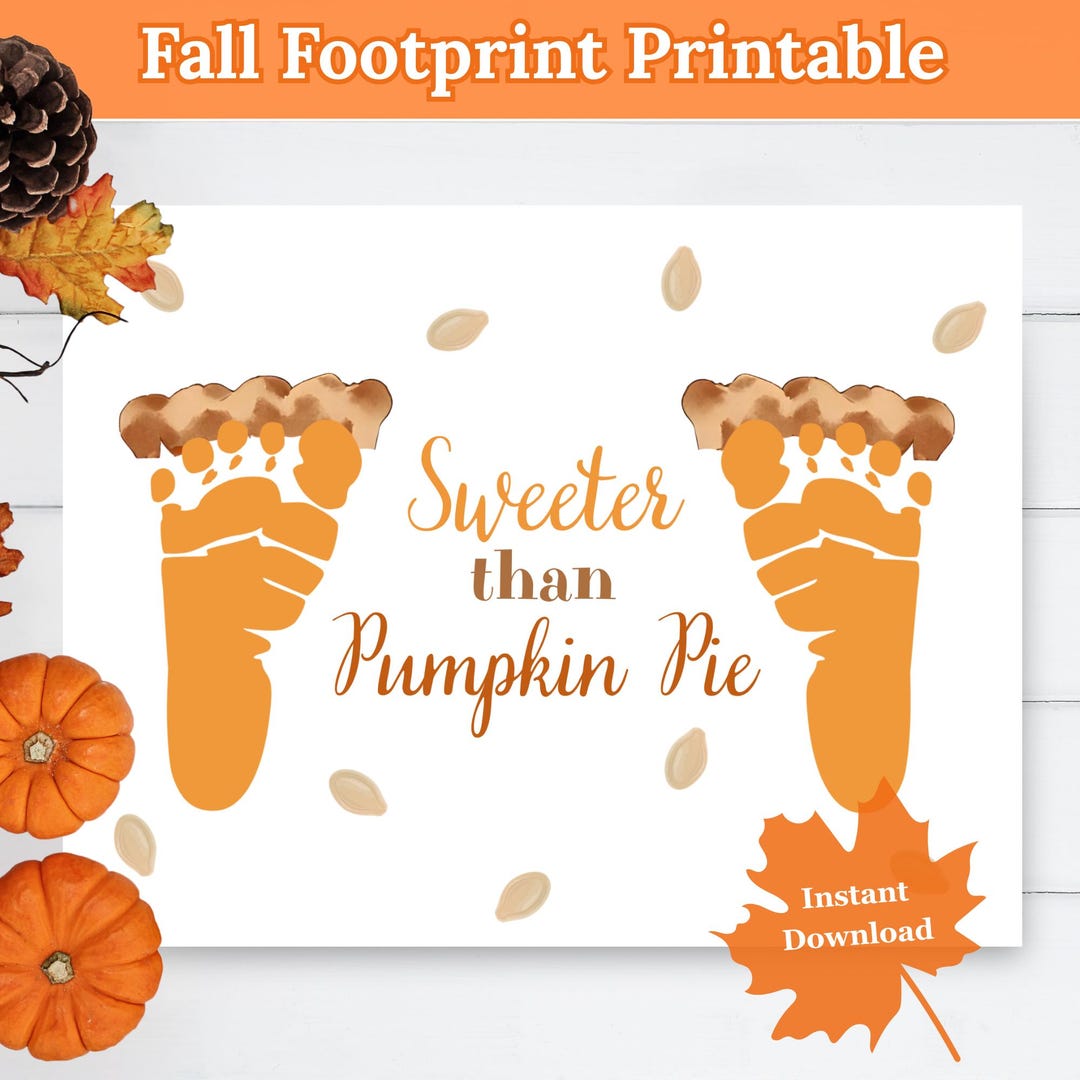 Fall Footprint Printable, Kids Fall Craft, Thanksgiving Footprint Craft ...