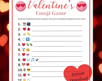 Valentines Day Emoji Pictionary Game, Valentines Day Emoji Game ...