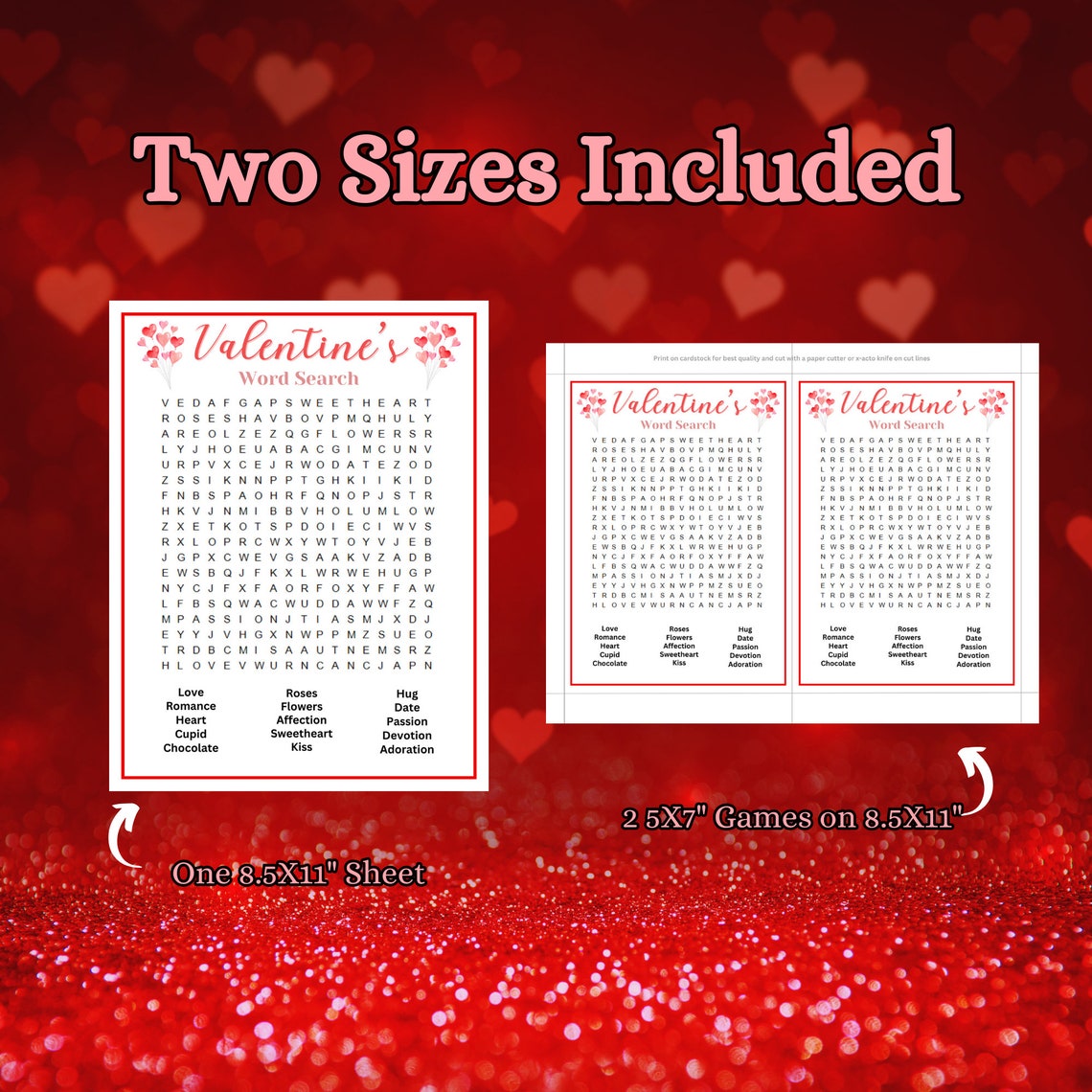 Valentine's Day Word Search, Word Search, Valentine's Day Printable ...