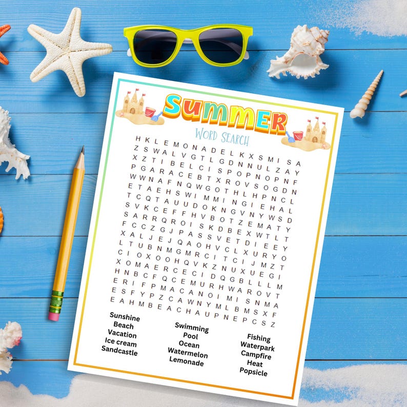 Summer Word Search, Summer Party Games, Summer Activities for Kids and ...