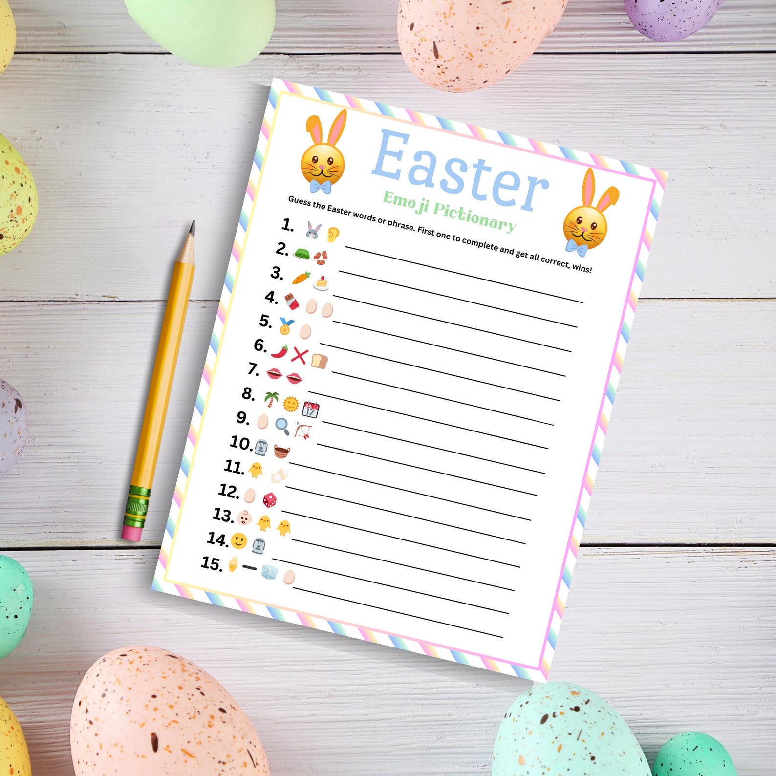 Easter Emoji Pictionary Game, Easter Emoji Game, Emoji Quiz, Printable ...
