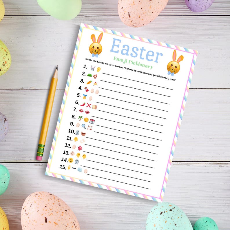 Easter Emoji Pictionary Game, Easter Emoji Game, Emoji Quiz, Printable ...