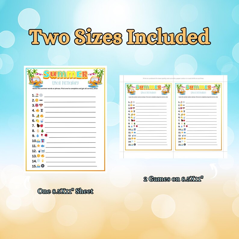 Summer Emoji Pictionary Game, Summer Emoji Trivia, Summer Family Game ...