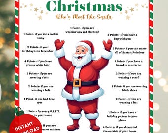 Christmas Who's the Most Like Santa Game Printable - Etsy