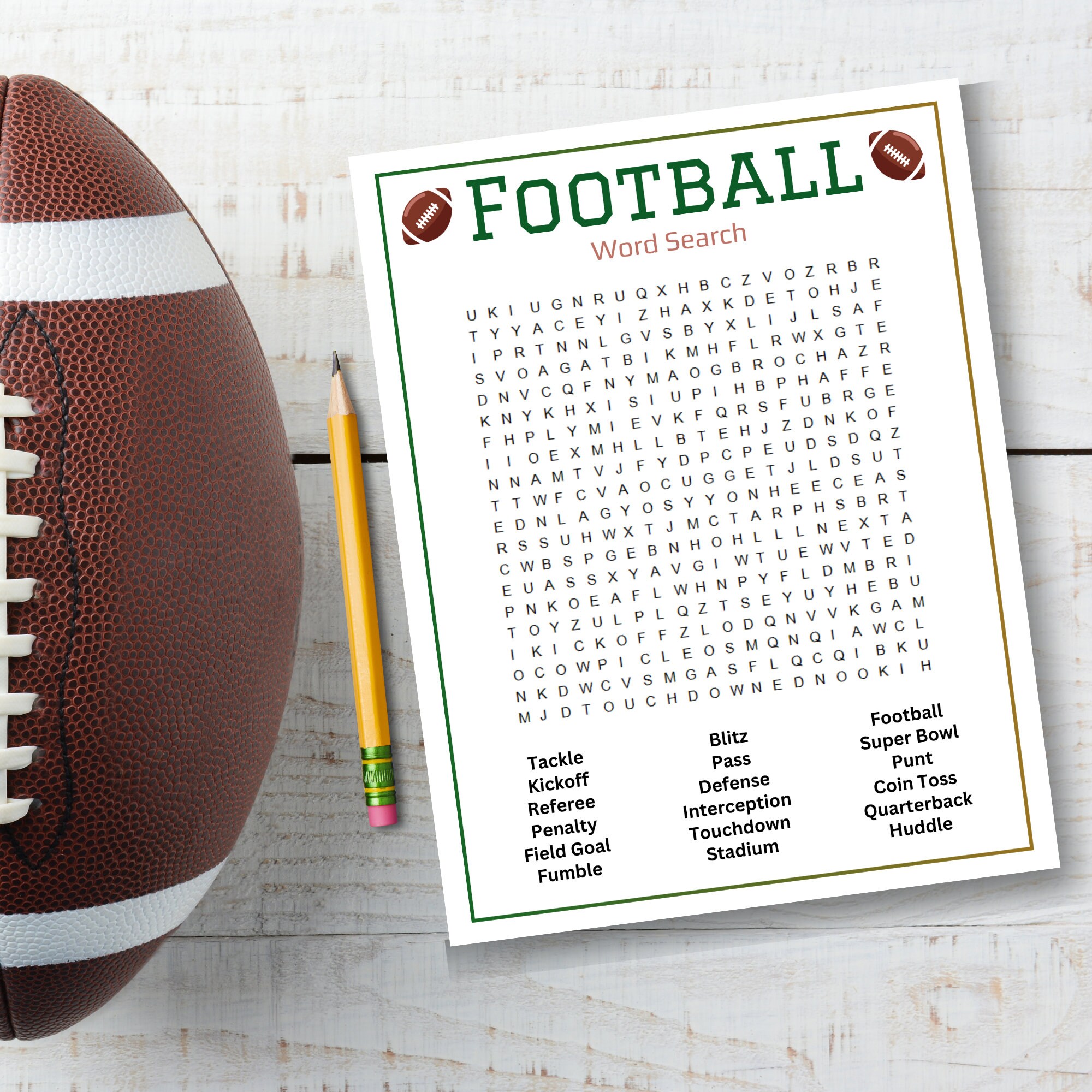 Football Word Search Game, Football Party Game, Super Bowl Party Game ...