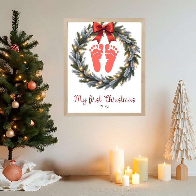 My First Christmas Footprint Printable, Baby First Christmas Printable ...