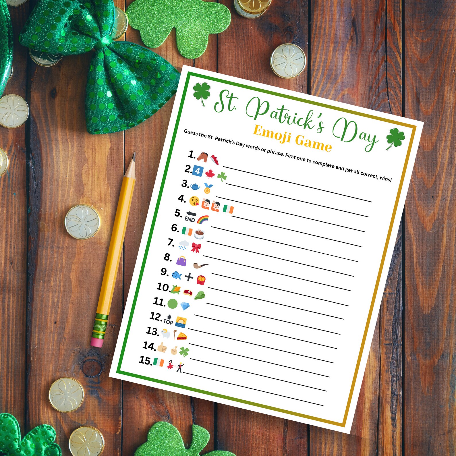 St Patrick's Day Emoji Pictionary, Emoji Game, St Patricks Day Party ...