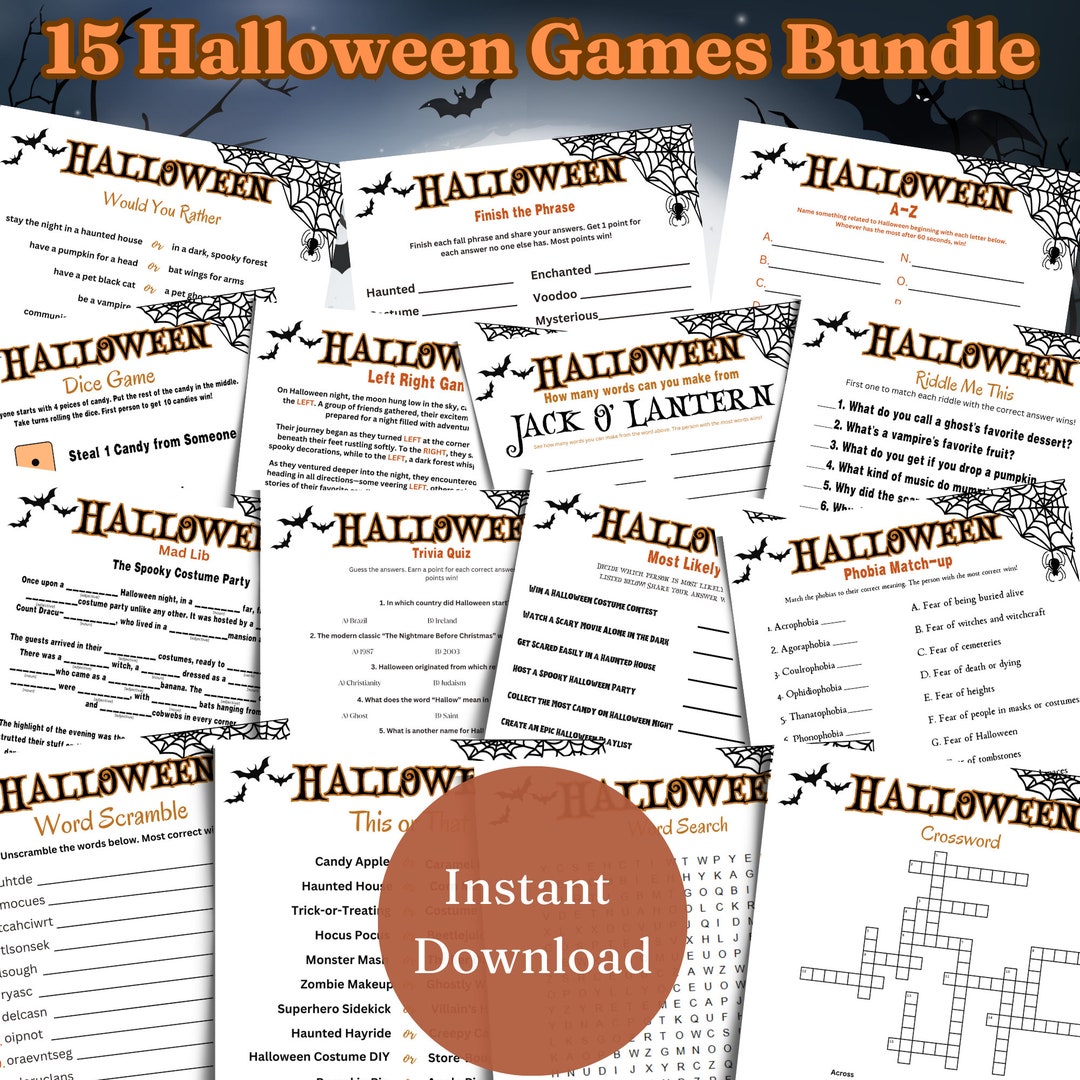 Halloween Game Bundle, Halloween Party Games, Office Party Games ...