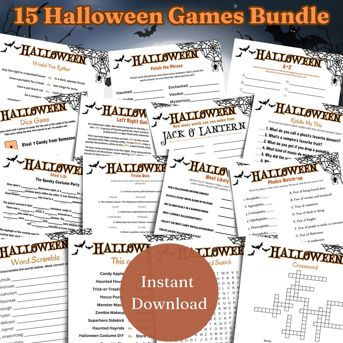 Halloween Game Bundle Halloween Party Games Office Party - Etsy