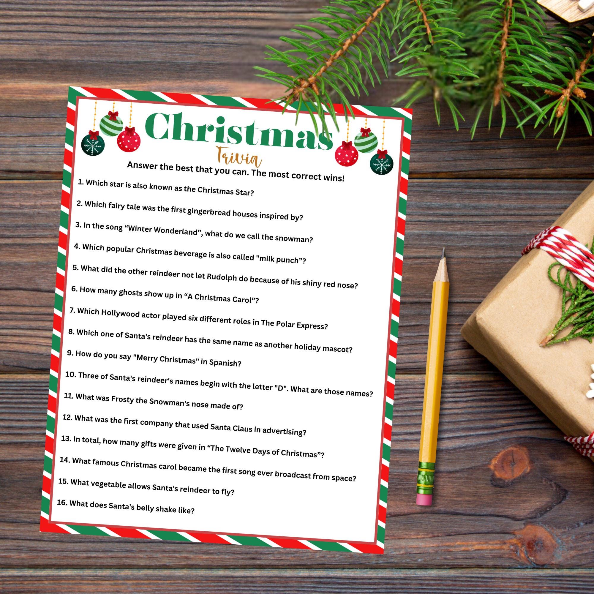 Christmas Trivia, Christmas Quiz, Xmas Trivia, Fun Christmas Game ...