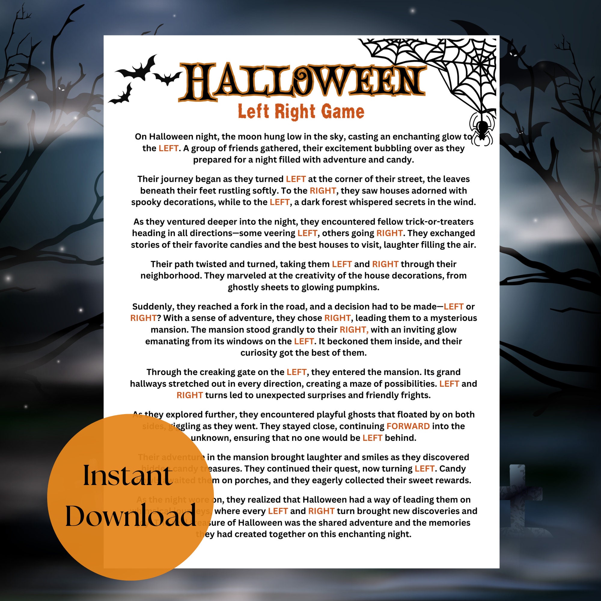Halloween Left Right Game, Left Right Game, Halloween Games for Adults ...