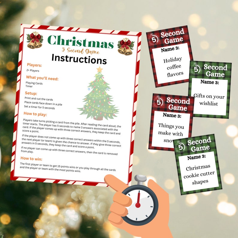 Christmas 5 Second Game, Christmas Party Game, Printable Christmas Game ...