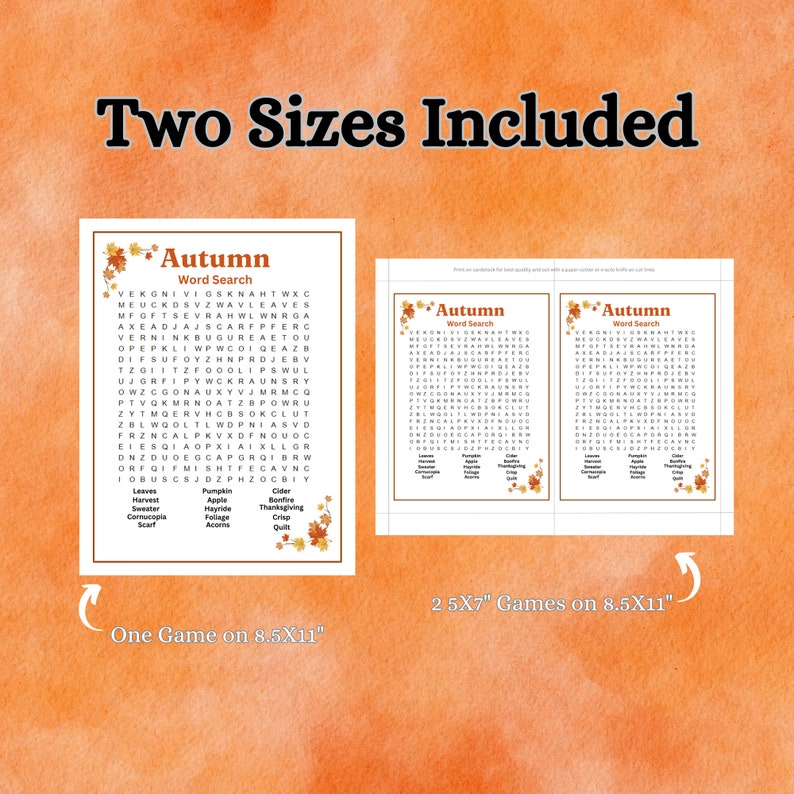 Autumn Word Search, Printable Autumn Party Game, Seasonal Word Hunt ...