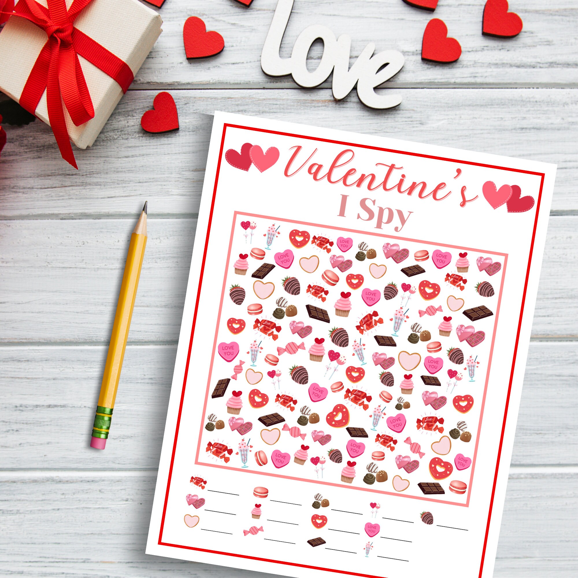 Valentines Day I Spy Game, Valentines Day Activity for Kids, Valentines ...
