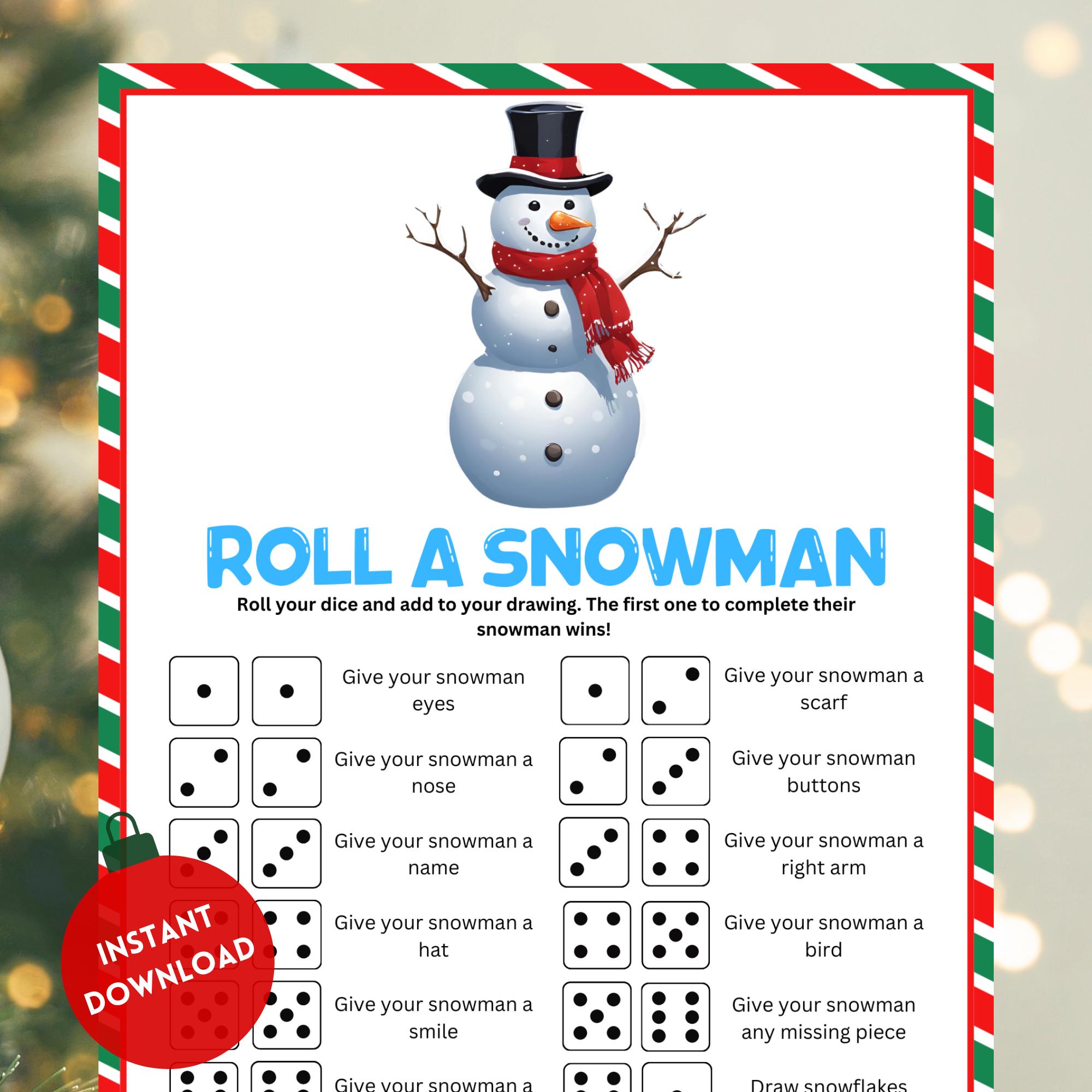 Roll a Snowman Dice Game, Printable Christmas Game, Holiday Classroom ...