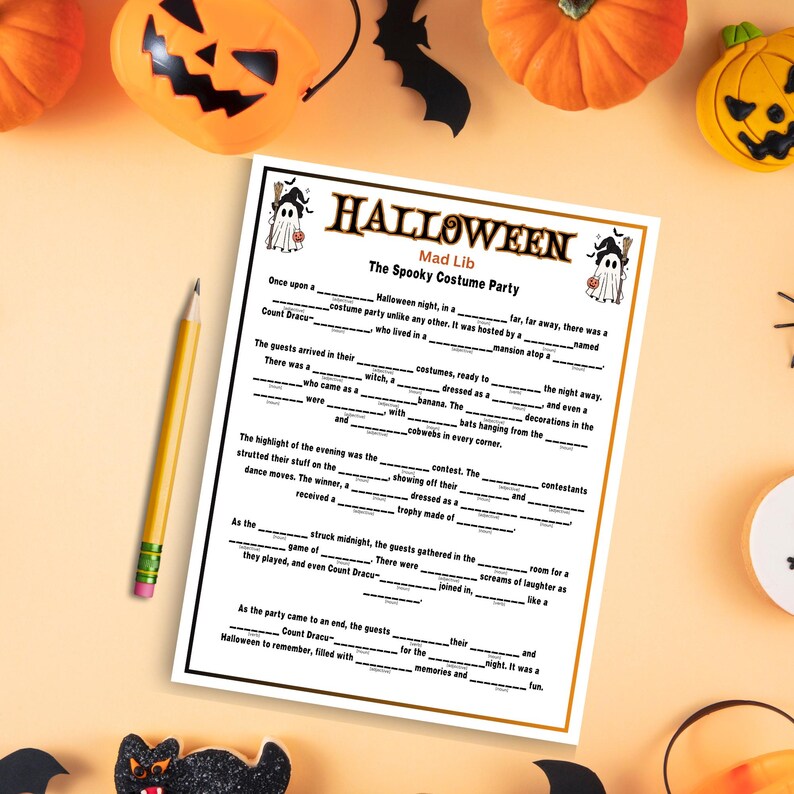 Halloween Mad Lib, Halloween Party Game, Office Party Game, Fun ...