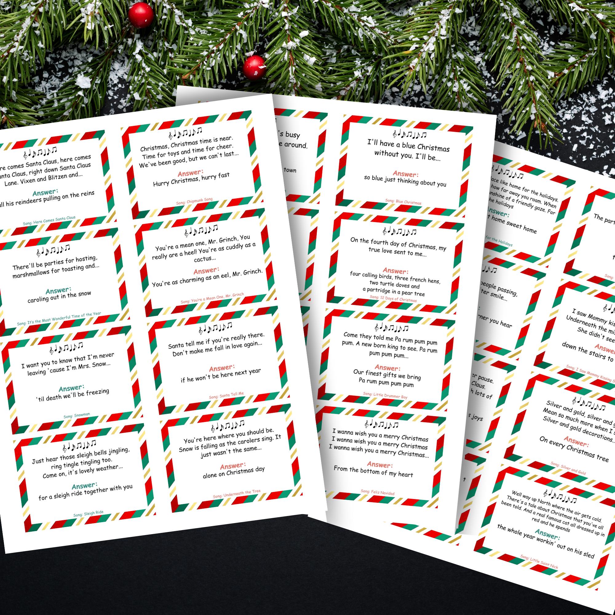 Christmas Carol Finish the Lyric Game, Finish the Lyrics Game ...