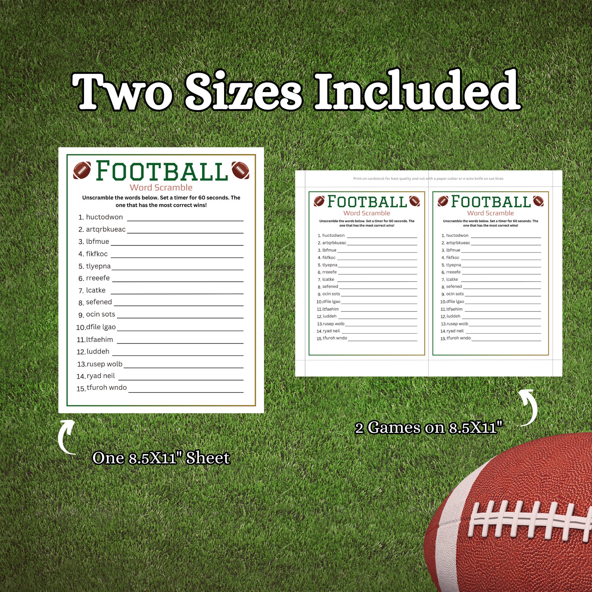 Football Word Scramble Game, Football Party Games, Super Bowl Party ...