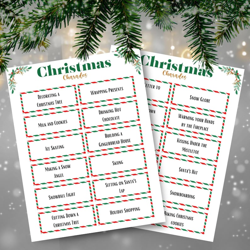 Christmas Charades Party Game, Christmas Charades, Christmas Party ...