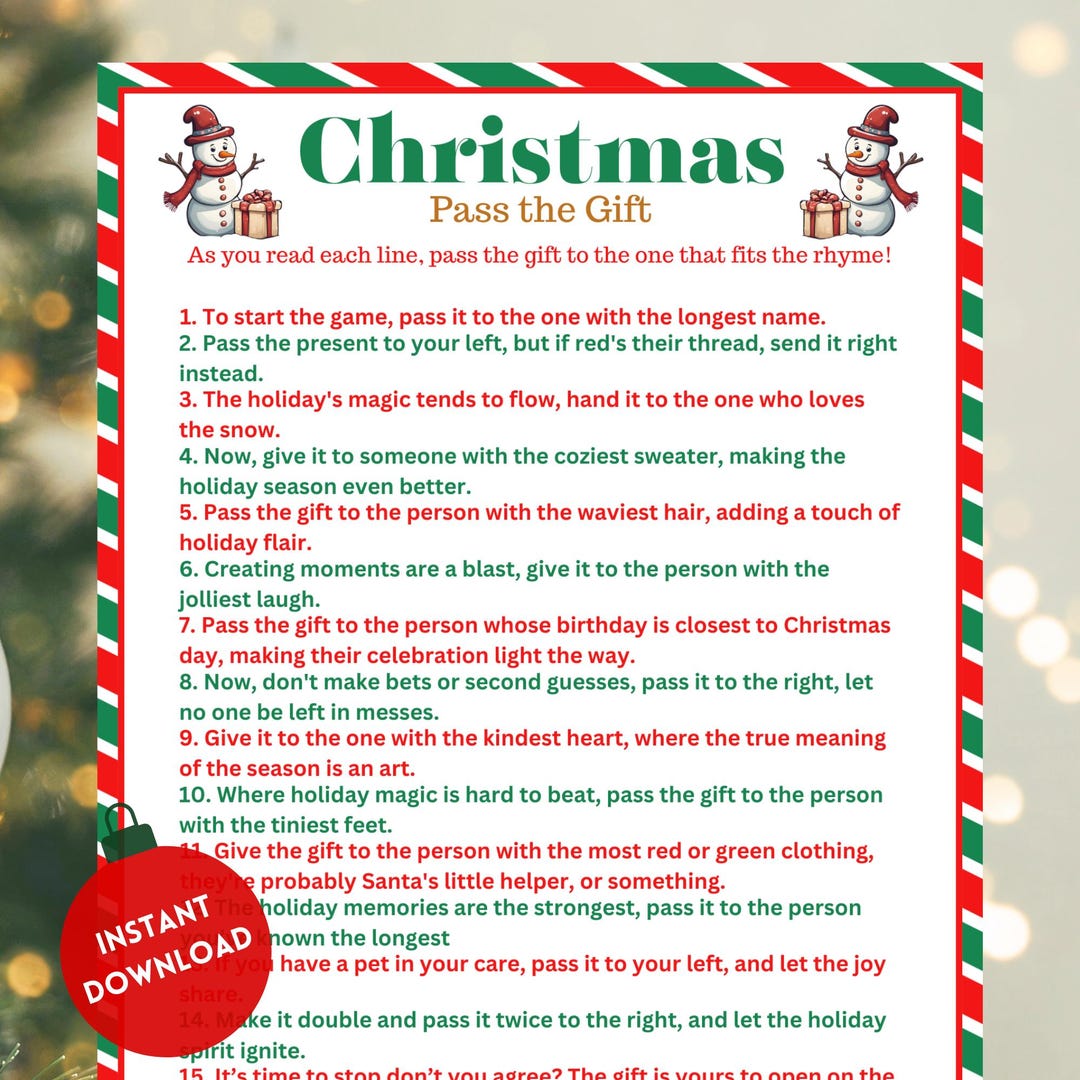 Christmas Pass the Gift Game, Pass the Present Game, Christmas Party ...