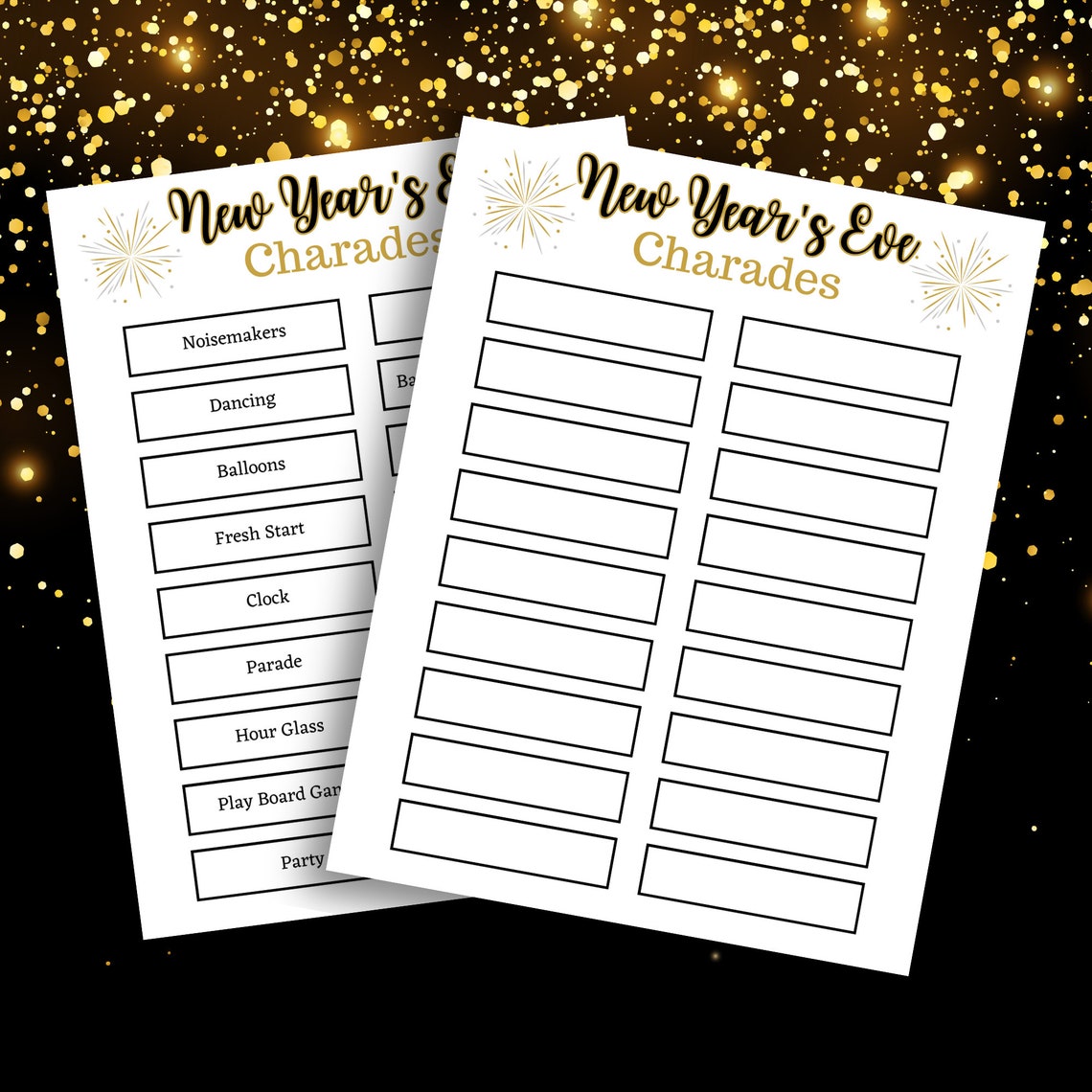 New Year's Eve Charades Party Game, New Year's Eve Games, Adults and ...