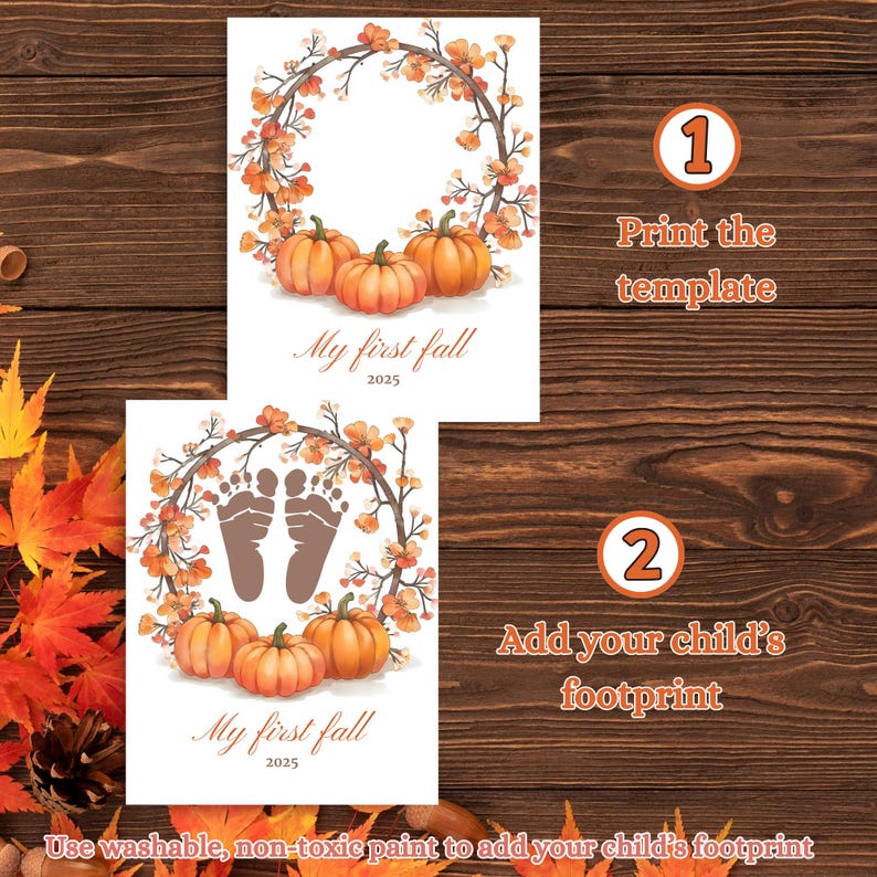 My First Fall Footprint Printable, Baby Fall Footprint Craft, Autumn ...