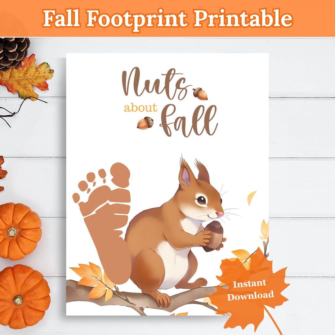 Fall Footprint Craft, Squirrel Footprint Craft Printable, Kids Fall ...