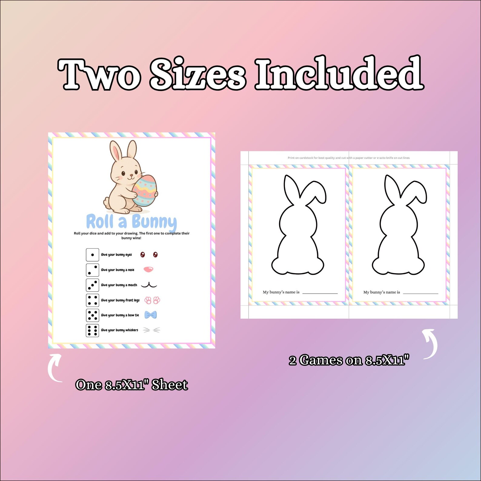 Roll a Bunny Game, Printable Easter Game, Easter Dice Game, Spring ...