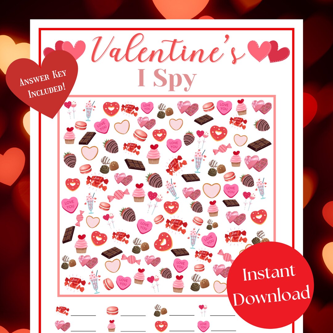 Valentines Day I Spy Game, Valentines Day Activity for Kids, Valentines ...