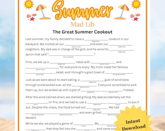 Printable Summer Mad Libs Game - Etsy