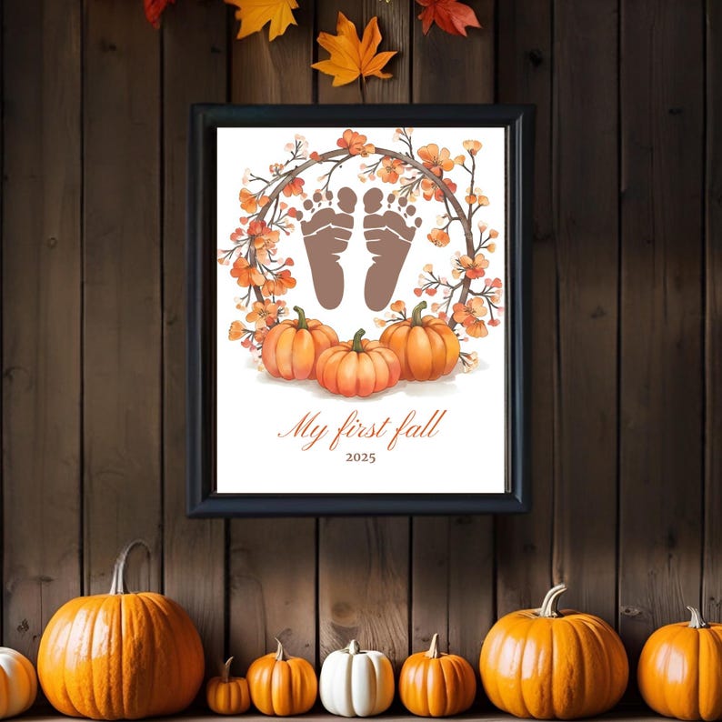 My First Fall Footprint Printable, Baby Fall Footprint Craft, Autumn ...
